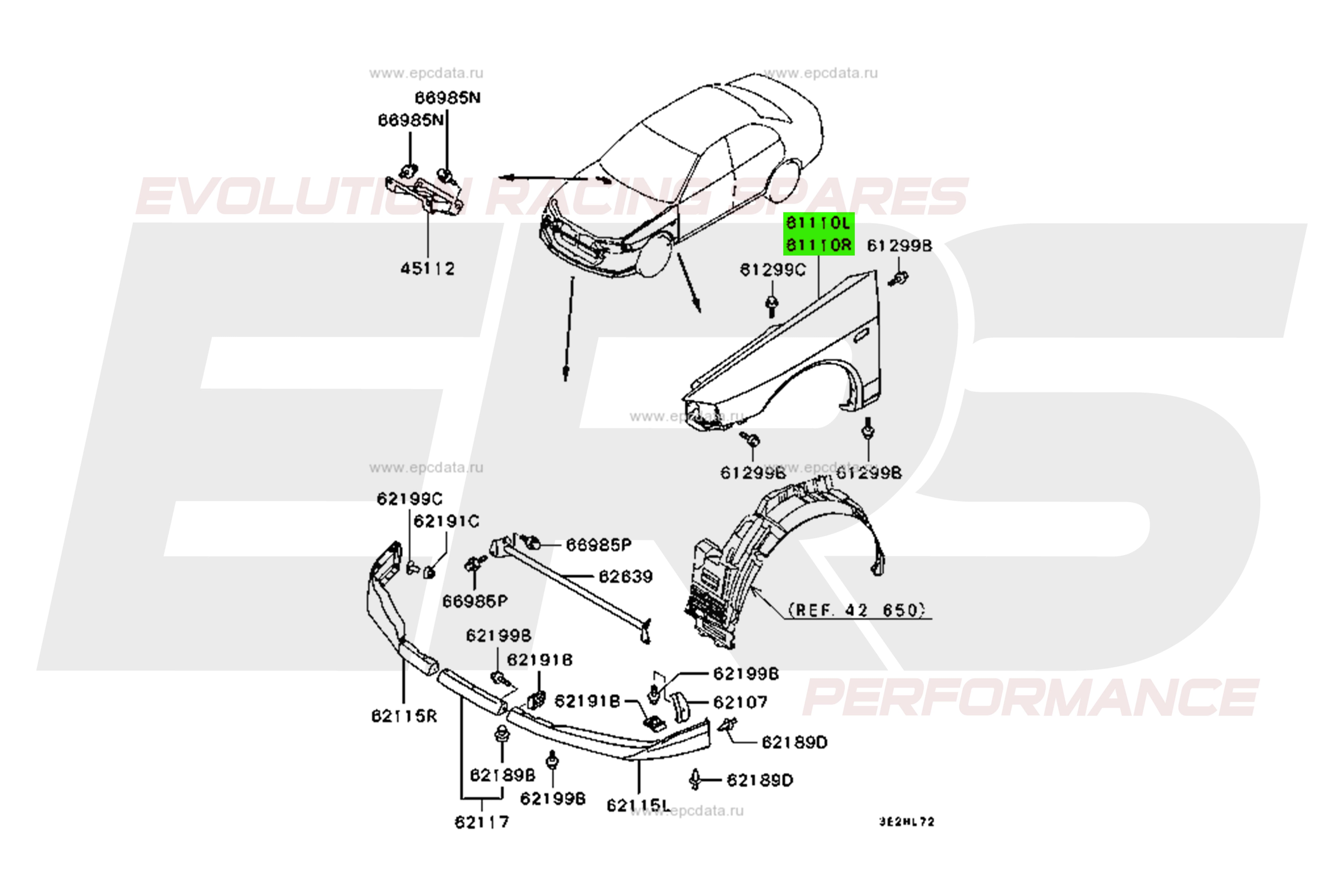 Front Guard/Fender Suits Evo 4 CN9A – Evolution Racing Spares